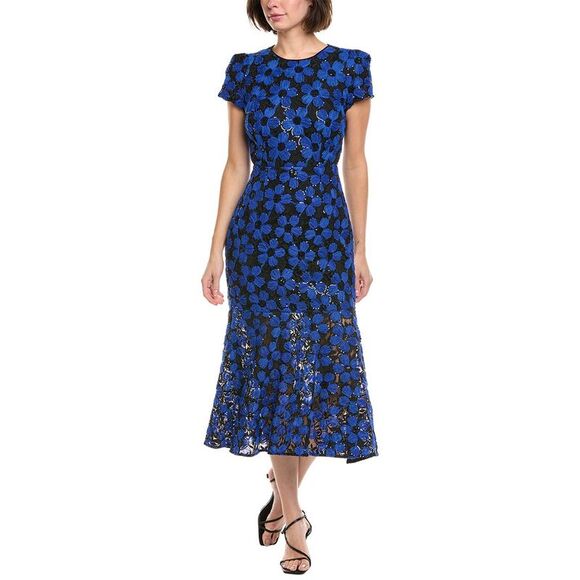 Milly | Dresses | Milly Womens Tahlia Rose Tulle Lace Midi Dress Blue ...